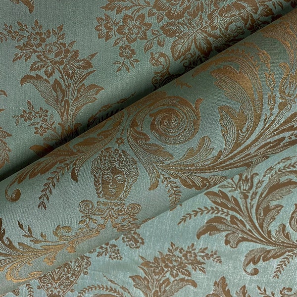 Blue Damask Fabric - Etsy