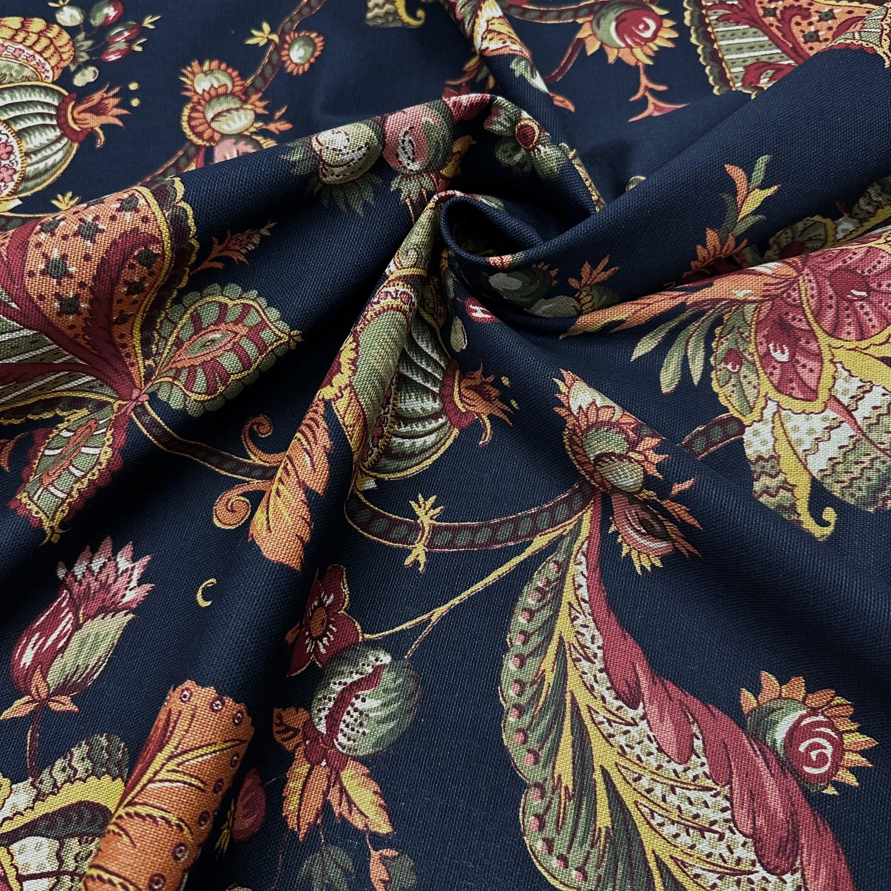 Upholstery Fabric Black Newbury Floral Traditional for Sofas Chairs ...