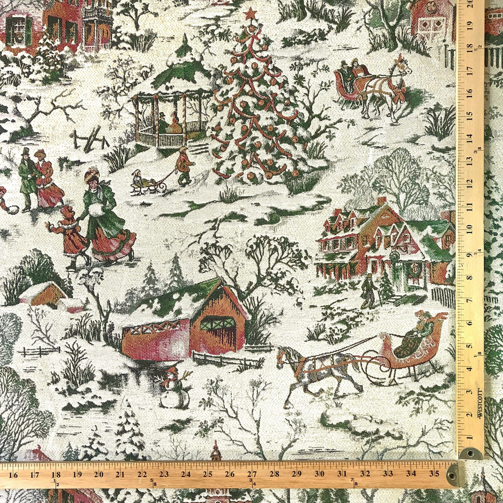 Snowy Winter Vintage Tapestry Upholstery Fabric 54 - Etsy