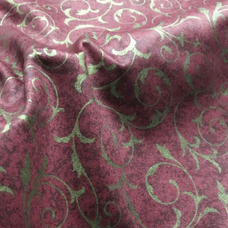 Maroon Traditional Botanical Scroll Cotton Fabric 54 - Etsy