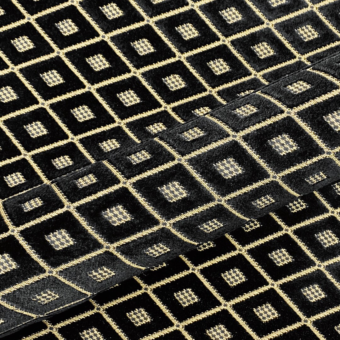 Osborn Black Art Deco Geometric Velvet Upholstery Fabric 54 - Etsy