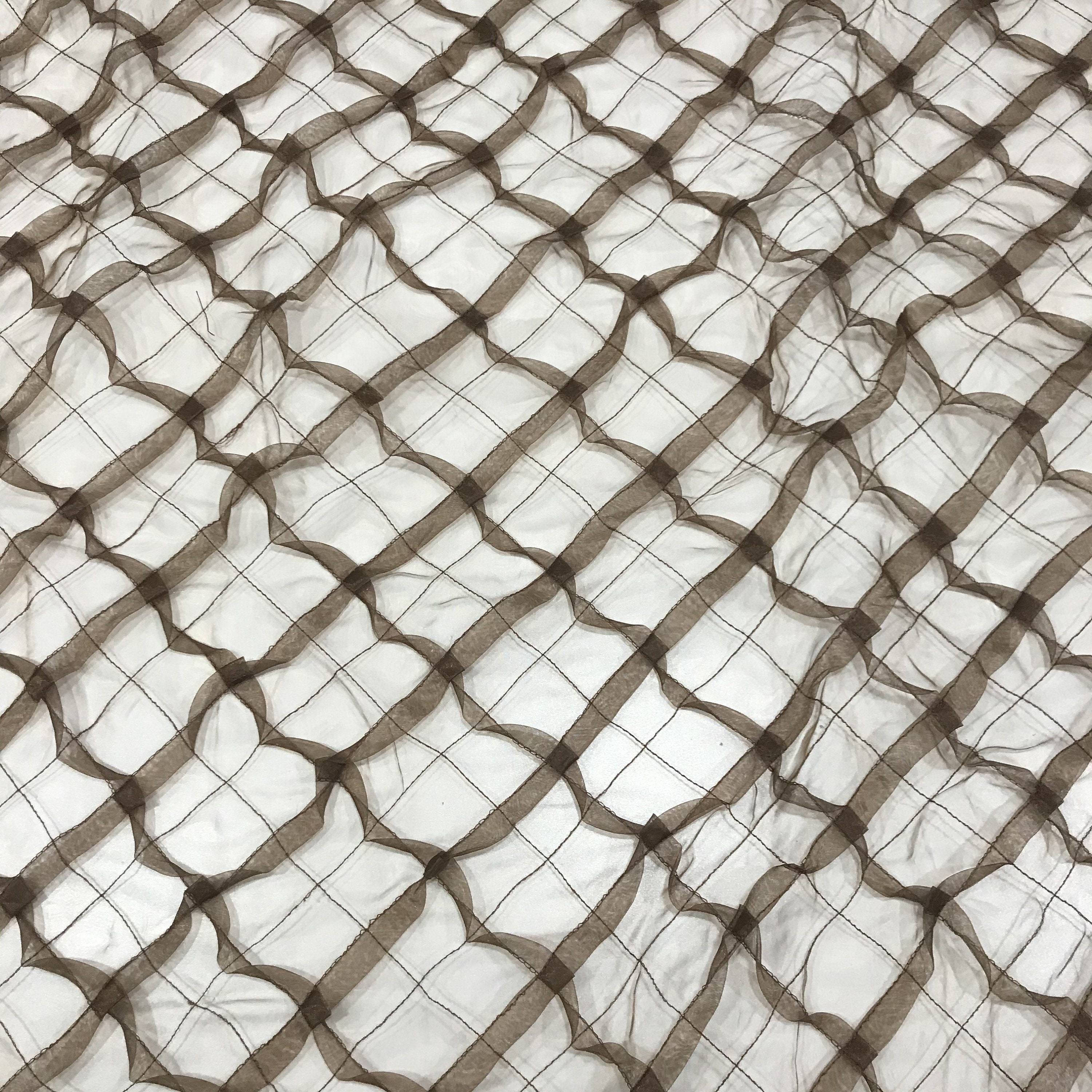 Sheer Brown Pleated Check Lace Fabric by the Yard 54 - Etsy