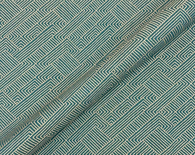 Teal Art Deco Geometric Jacquard Upholstery Fabric 55" - Etsy