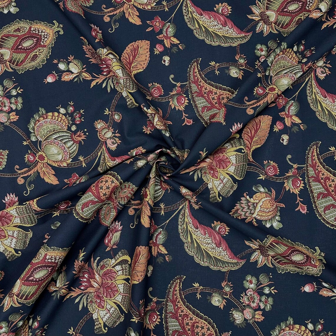 Upholstery Fabric Black Newbury Floral Traditional for Sofas Chairs ...