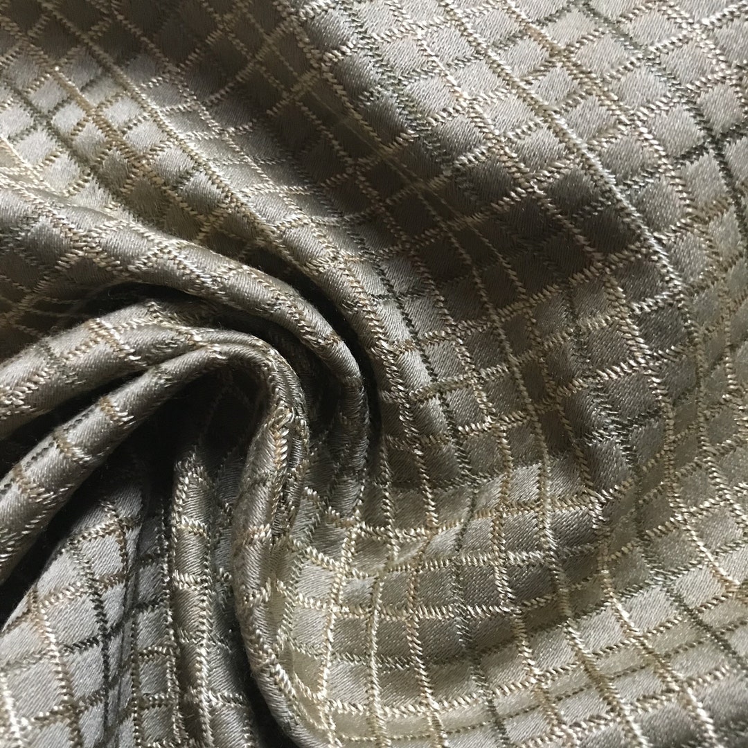 Neutral Traditional Mini Check Embroidered Upholstery Fabric 54 - Etsy