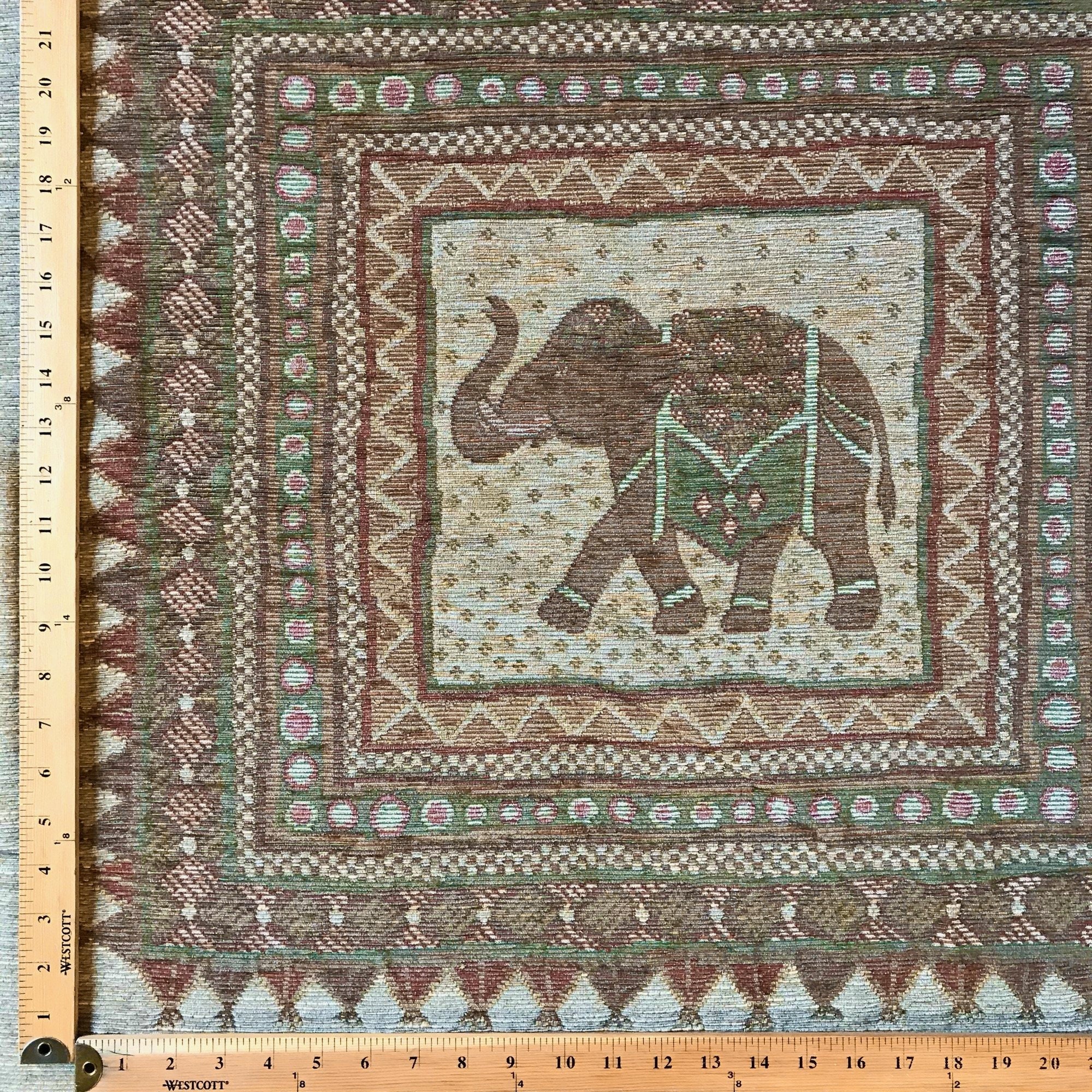 Earth Toned Elephant Jacquard Tapestry Upholstery Fabric | Etsy