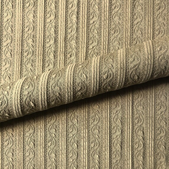 Tan Textured Floral Stripe Upholstery Fabric 54 | Etsy