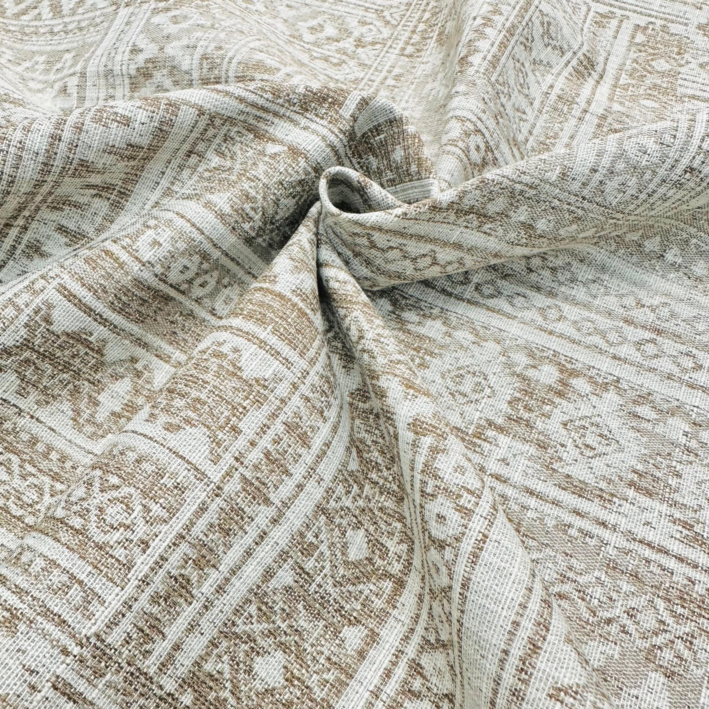 Travertine White/brown Bohemian Jacquard Fabric 56