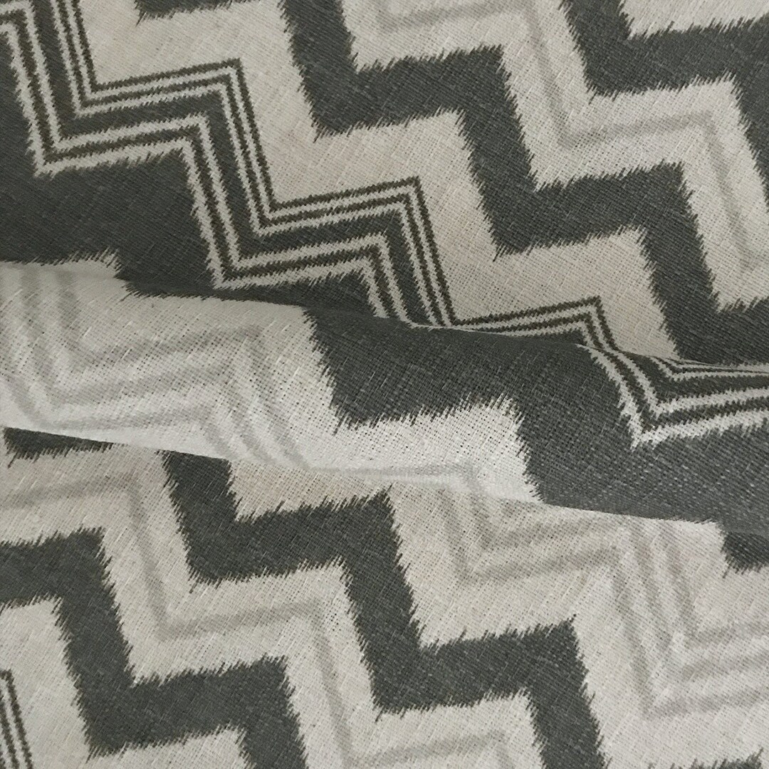Charcoal Chevron Linen Luxury Upholstery Fabric - Etsy