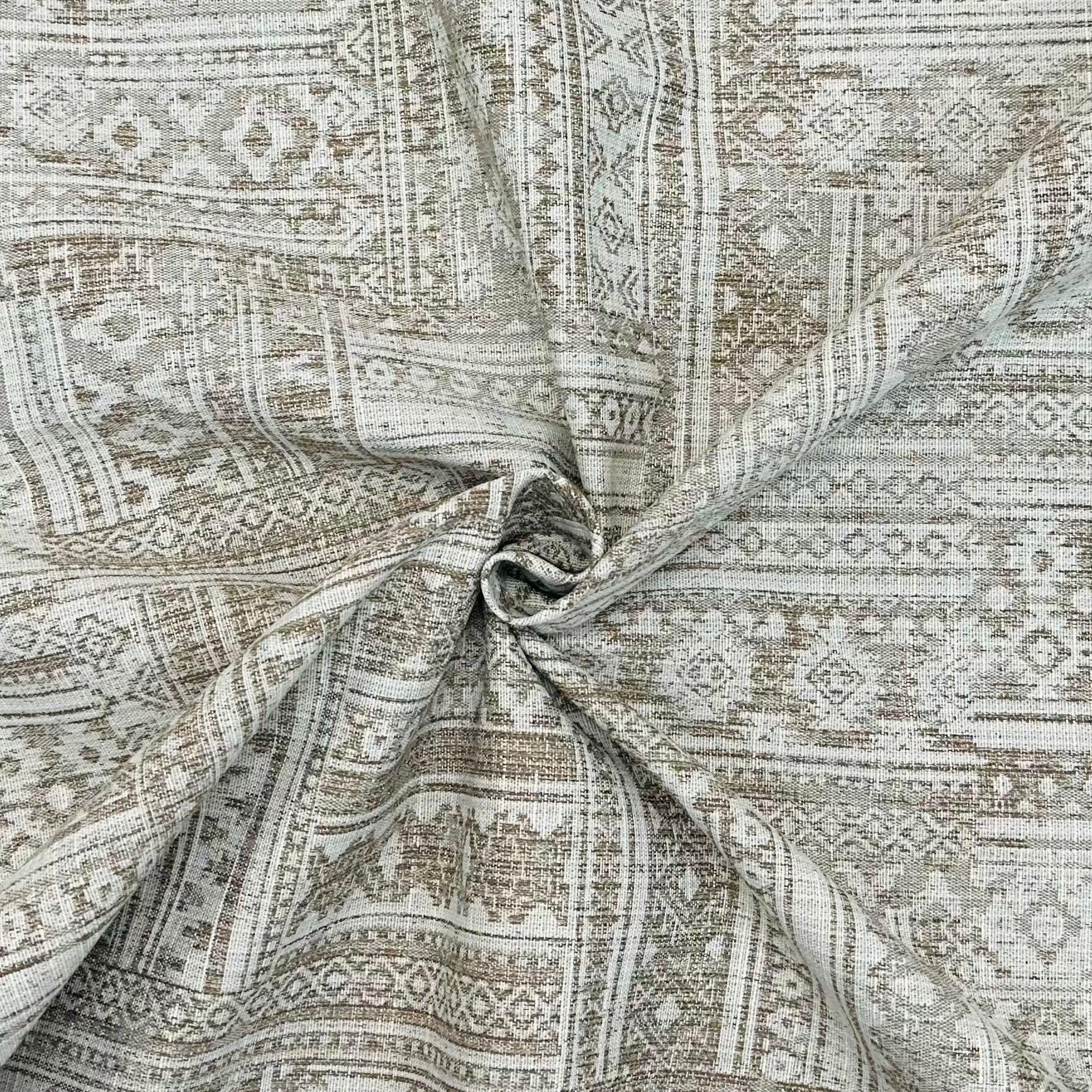 Travertine White/brown Bohemian Jacquard Fabric 56