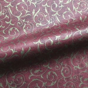 Maroon Traditional Botanical Scroll Cotton Fabric 54" - Etsy