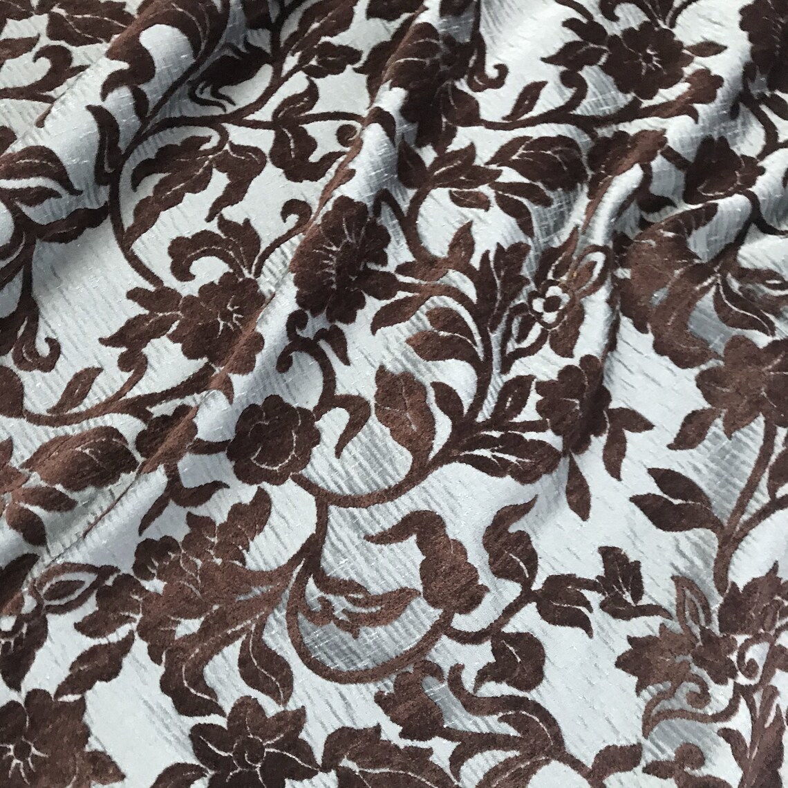 Valentina Brown Floral Upholstery Fabric 54 | Etsy