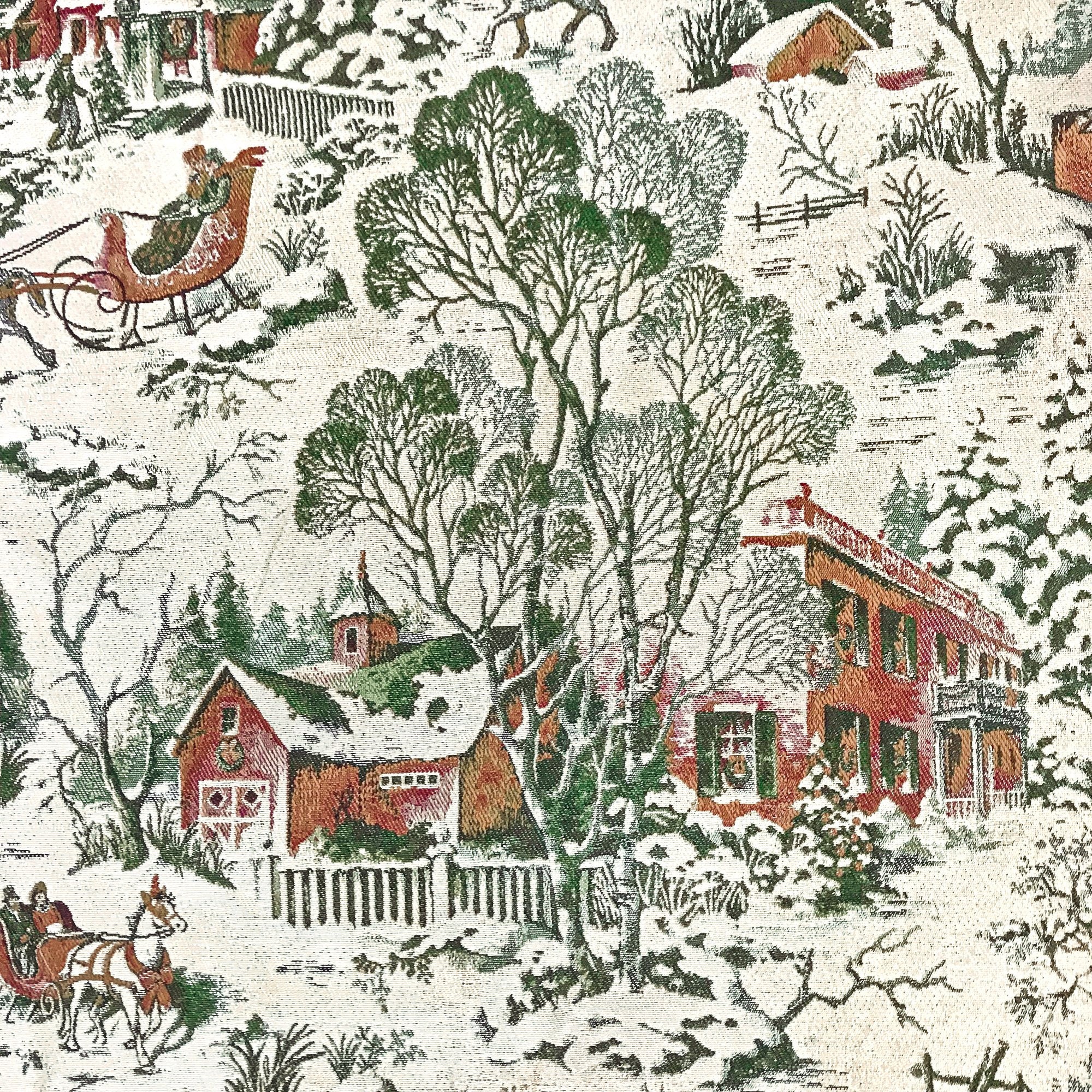 Snowy Winter Vintage Tapestry Upholstery Fabric 54 - Etsy