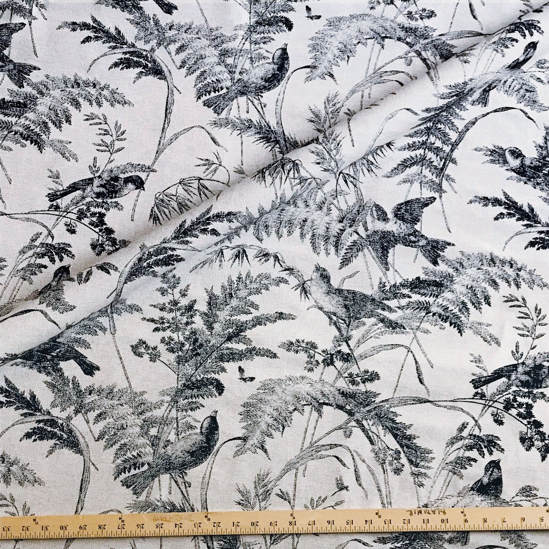 Navy Blue Vintage Toile Cotton Upholstery Fabric 54 - Etsy