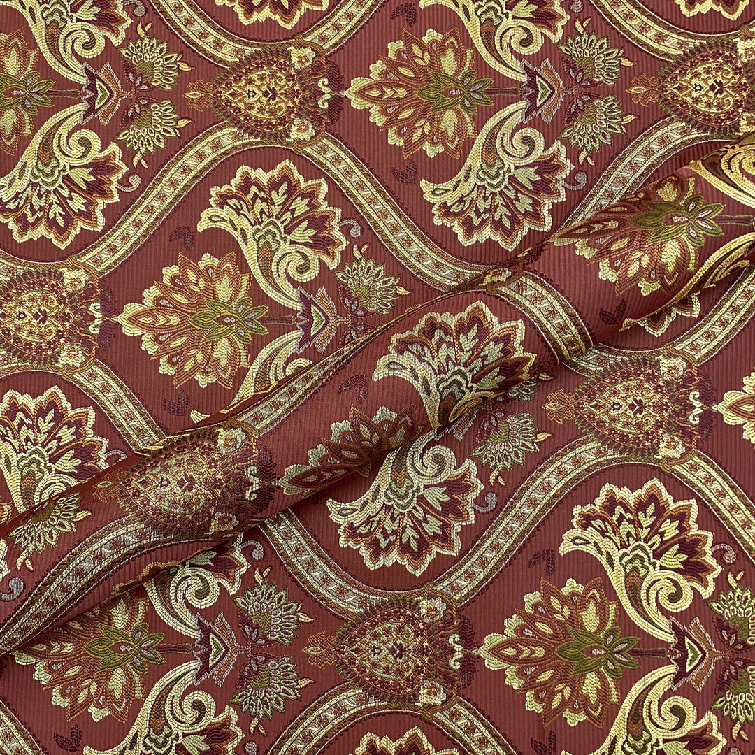 Maroon Traditional Floral Damask Upholstery Fabric 54 - Etsy