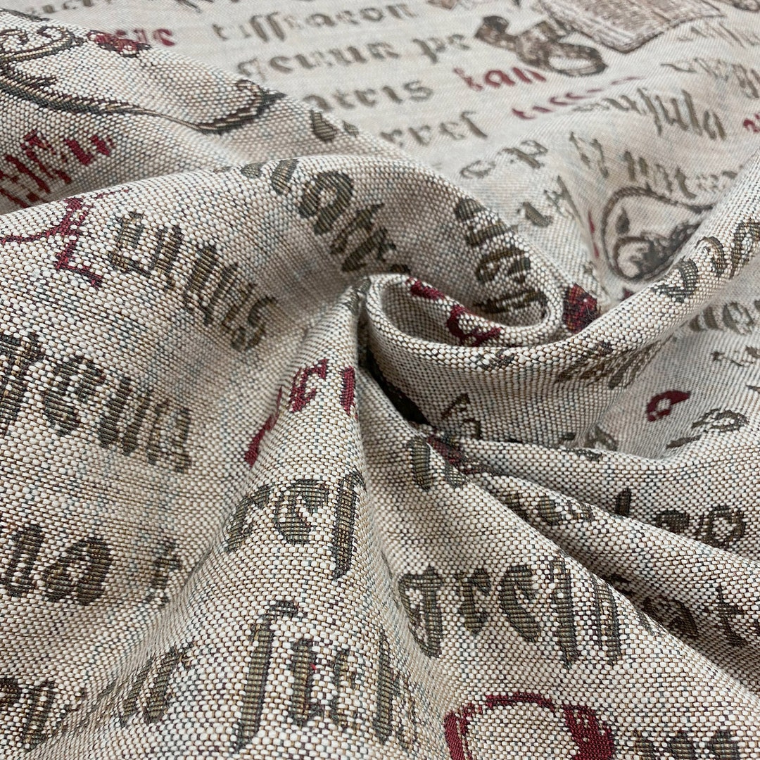 Medieval Floral Script Tapestry Upholstery Fabric 54 - Etsy