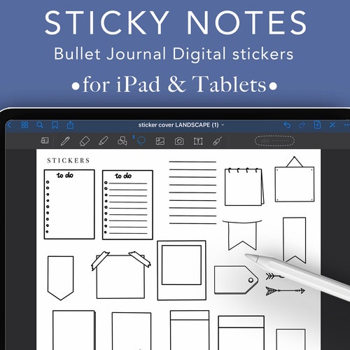 Sticky Notes Bullet Journal Digital Stickers for Ipad & - Etsy