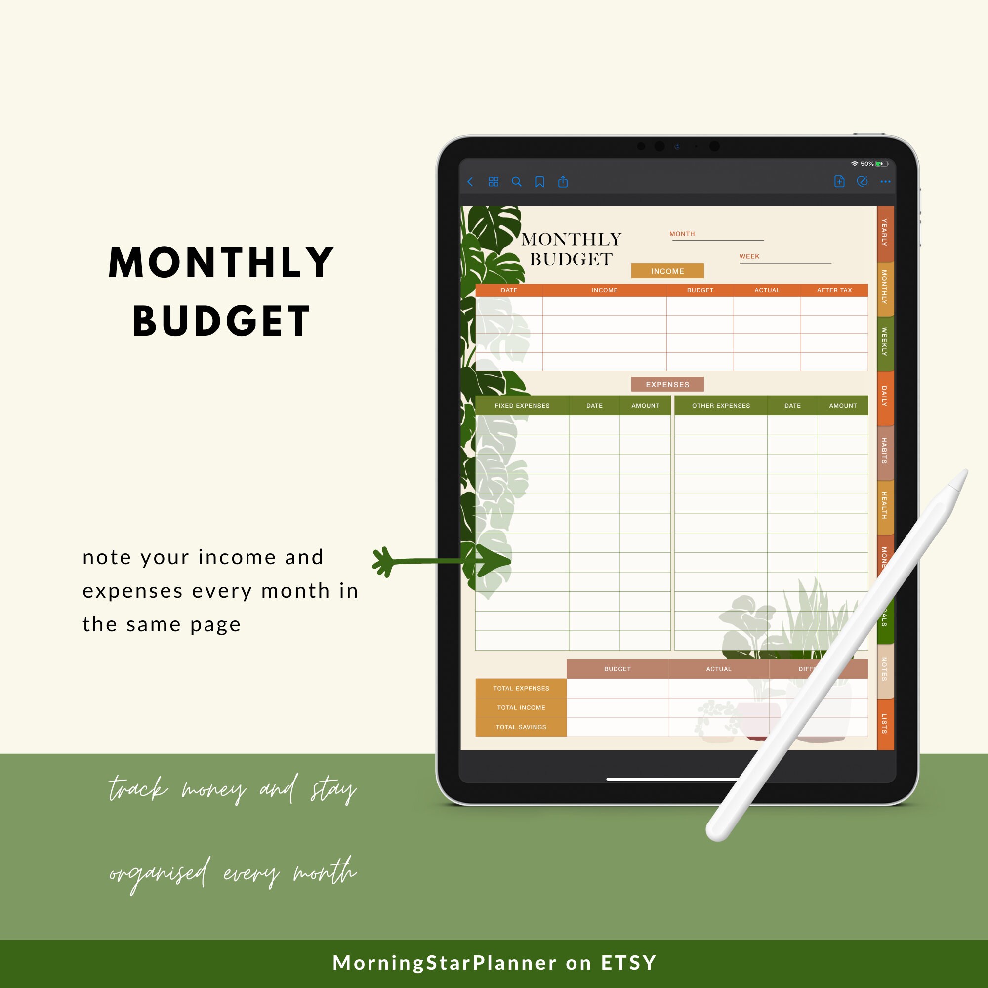 Undated Digital Planner, Plant Lover Planner, Life Planner, Indoor ...