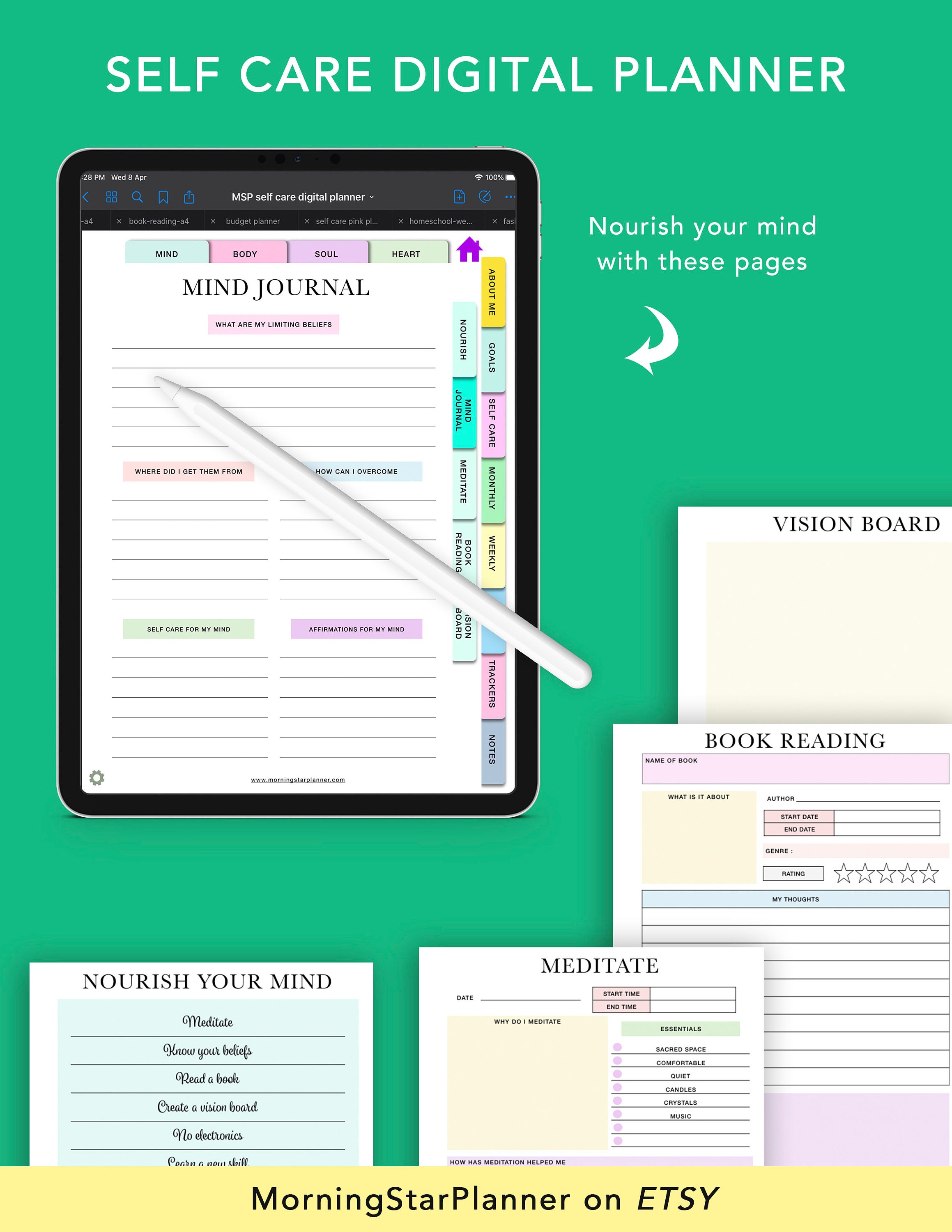 Buy Self Care Digital Planner goodnotes Planner for Self Love Mood ...