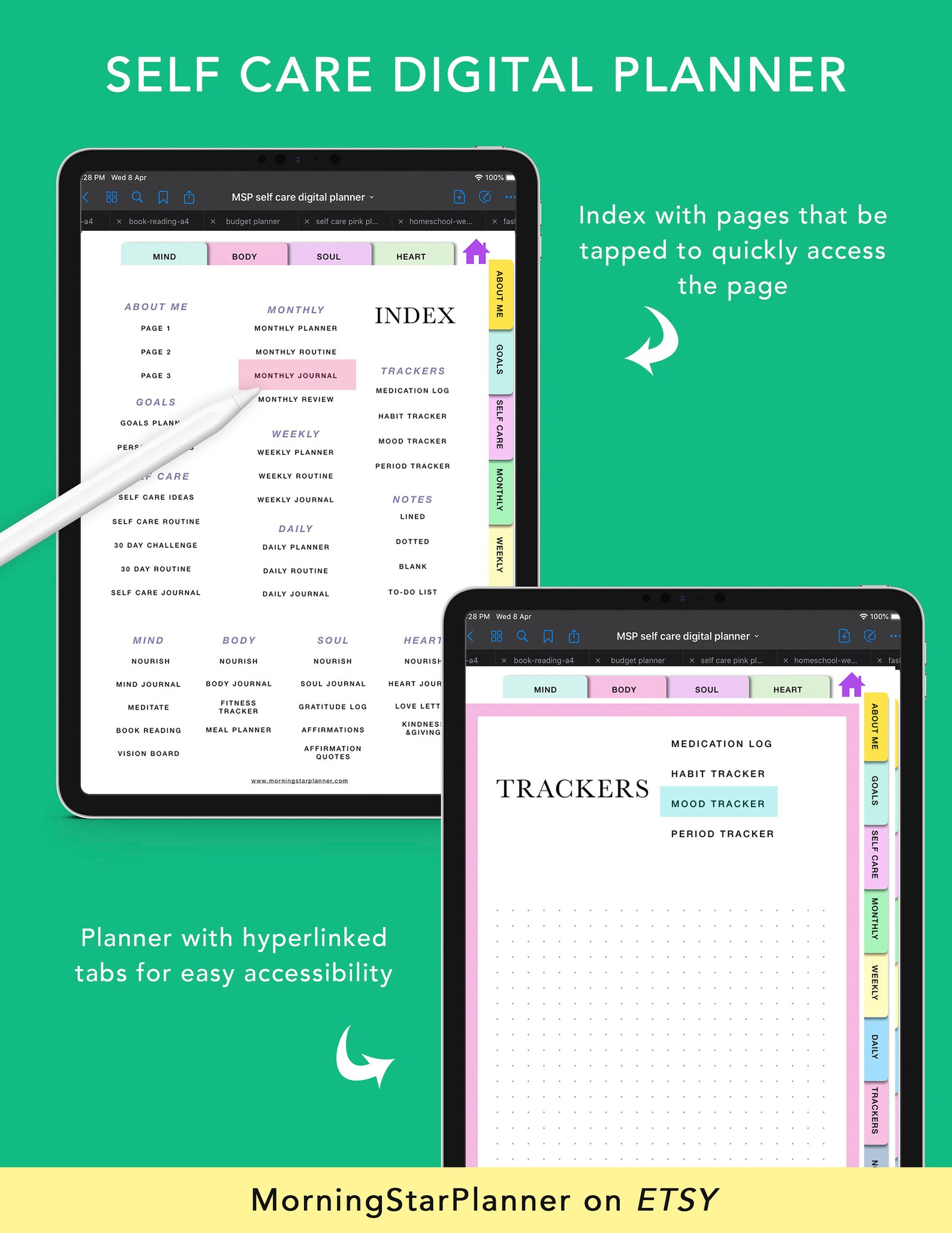 Self Care Digital Planner -goodnotes Planner for Self Love- Mood ...