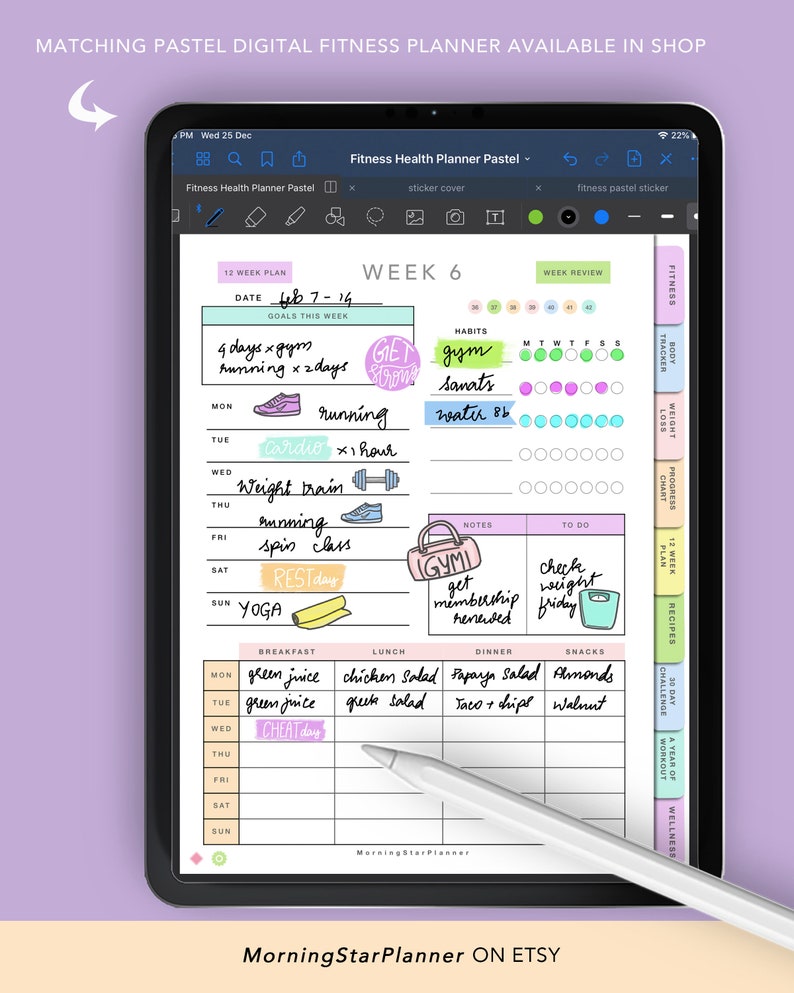 Buy Fitness Digital Stickers Goodnotes iPad Planner Stickers Workout ...