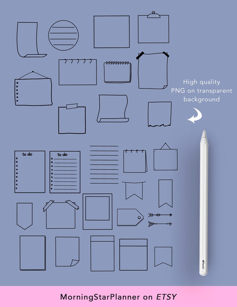 Sticky Notes Bullet Journal Digital Stickers for Ipad & - Etsy