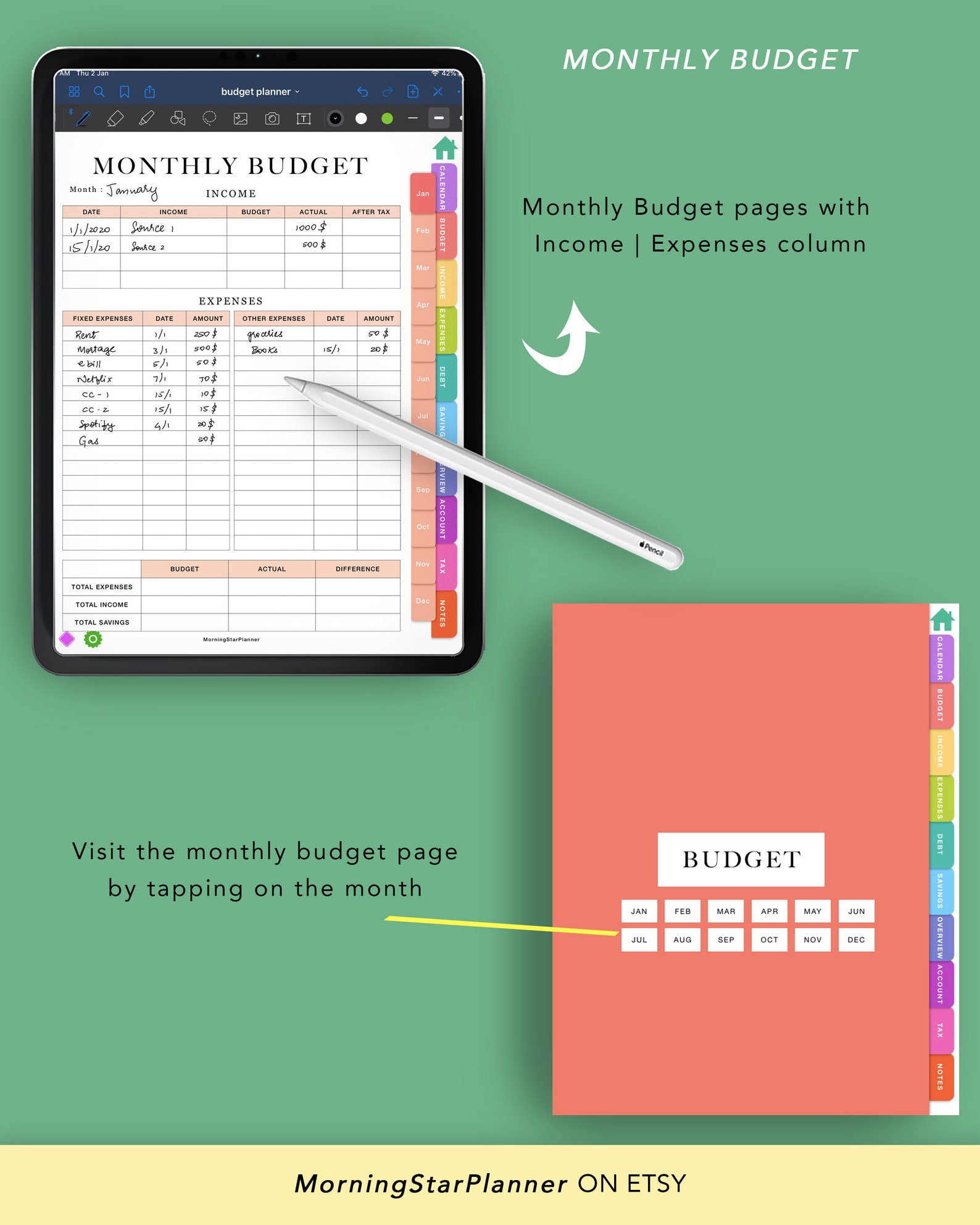 Digital Budget Planner, Digital Finance Planner, iPad Planner ...