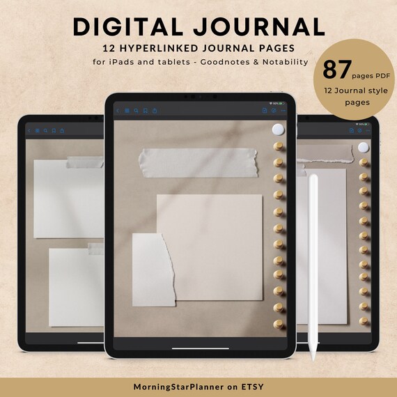 Digital Journal Digital Notebook Hyperlinked Planner - Etsy
