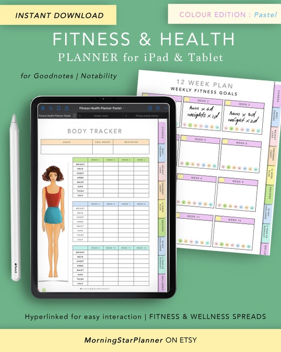 Digital Health Fitness Planner Wellness Planner Weight | Etsy