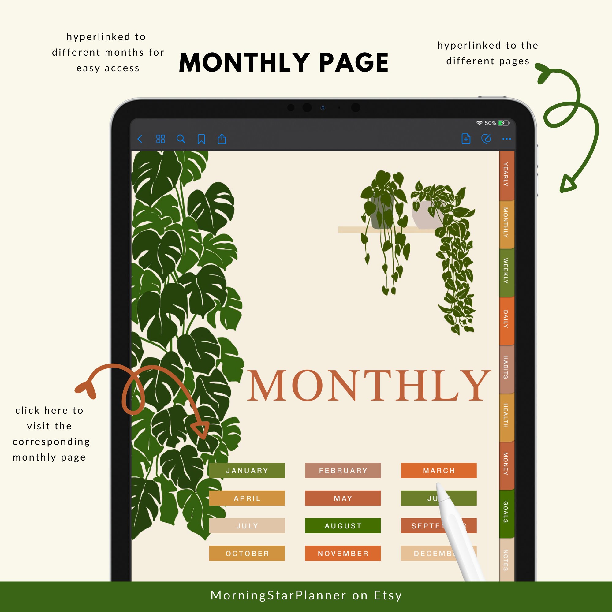 Undated Digital Planner, Plant Lover Planner, Life Planner, Indoor ...