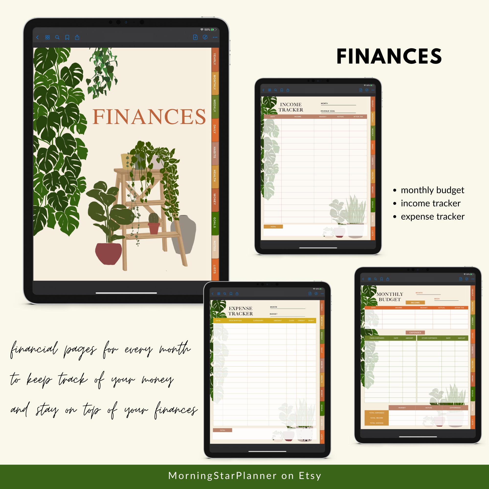 Undated Digital Planner, Plant Lover Planner, Life Planner, Indoor ...