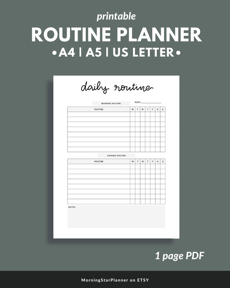 Daily Routine Planner, Routine Tracker, Morning Checklist, Evening ...