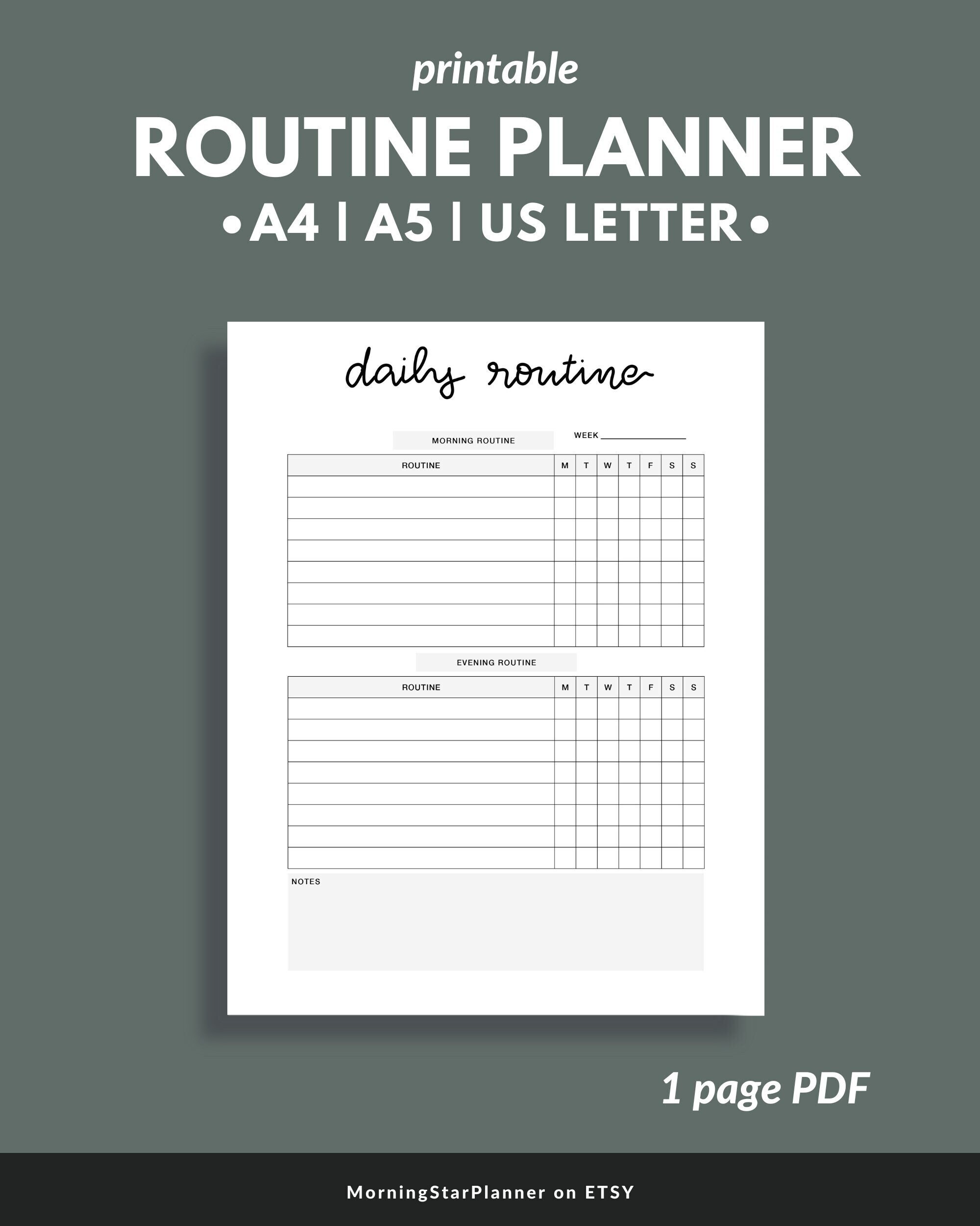 Daily Routine Planner, Routine Tracker, Morning Checklist, Evening ...