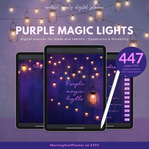 Magic Lights Planner Undated Digital Planner Purple Digital | Etsy