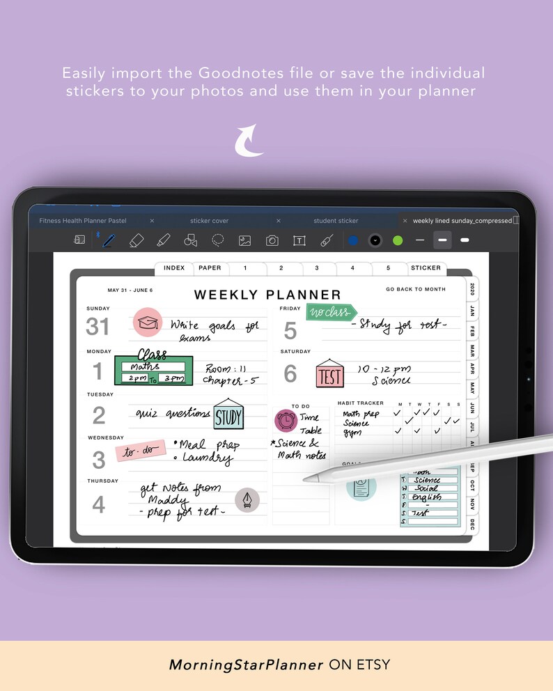 Student Digital Stickers Goodnotes iPad Planner Stickers College ...