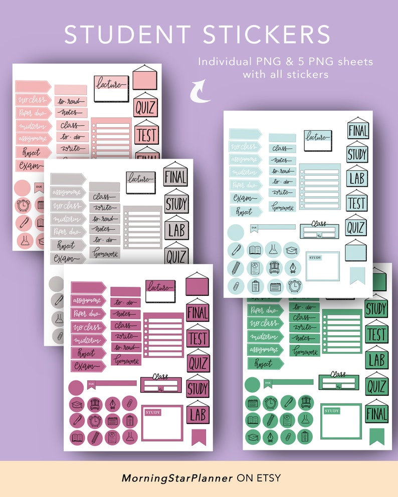 Student Digital Stickers Goodnotes iPad Planner Stickers College ...