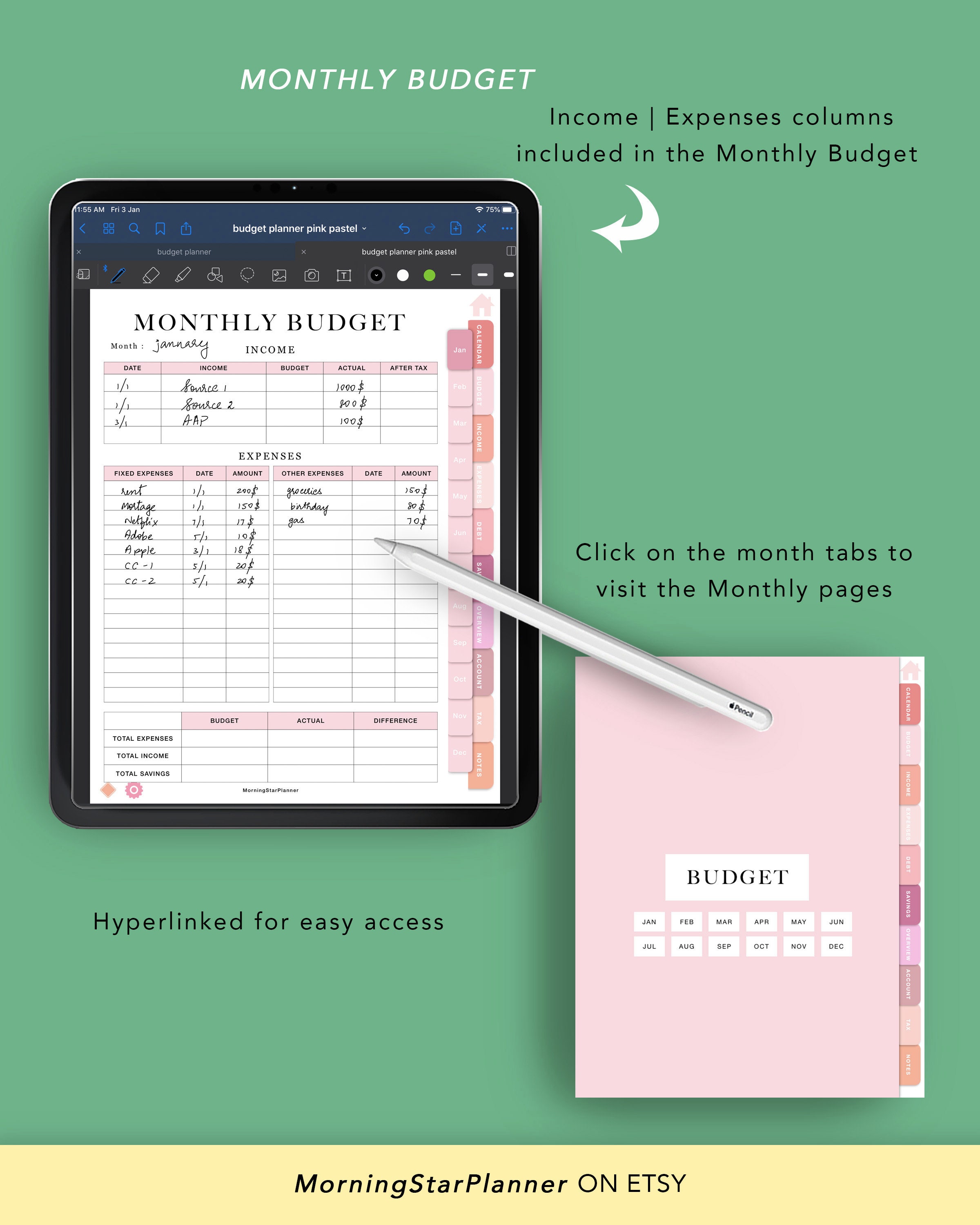 Digital Budget Planner Finance Planner Ipad Tablet | Etsy