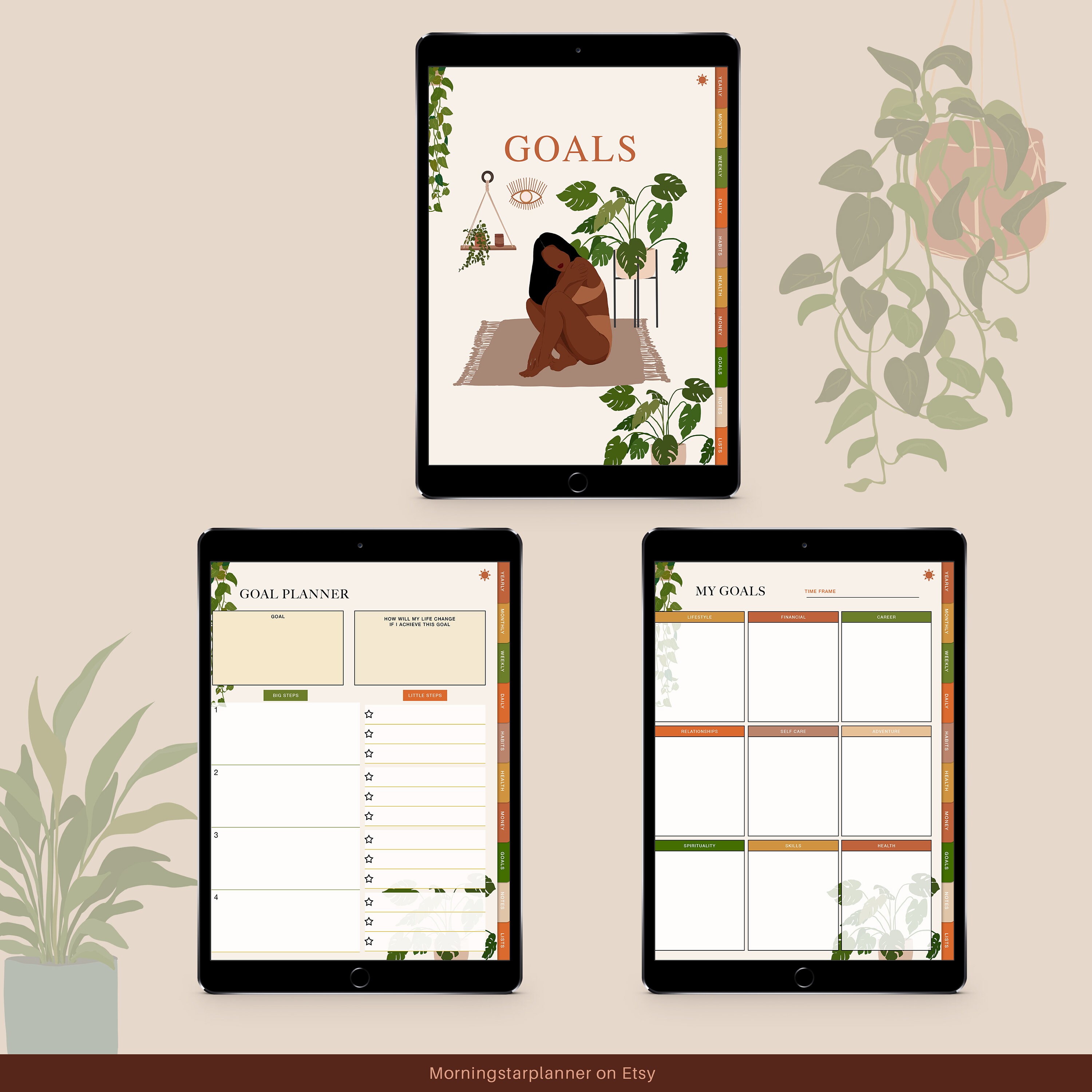 Undated Digital Planner Terracotta Life Planner Woman - Etsy