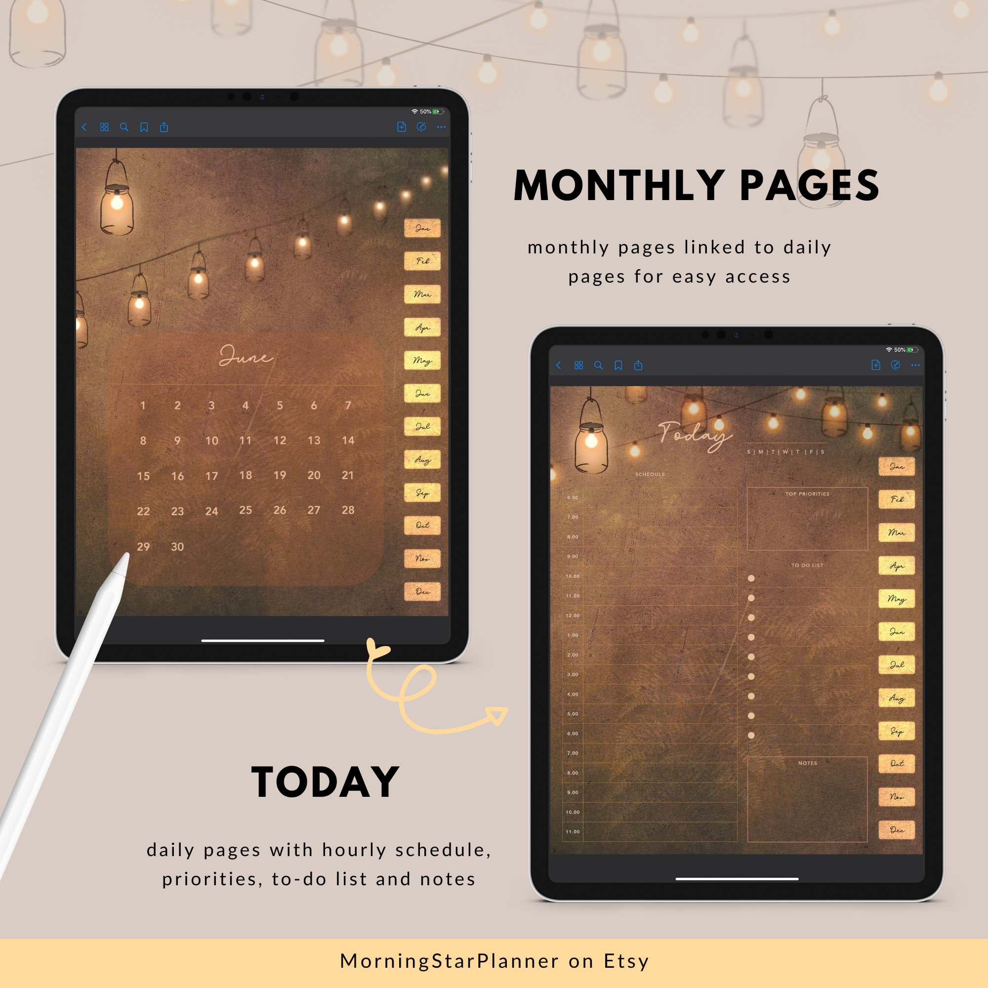 Magic Lights Planner, Undated Digital Planner, Digital Life Planner ...