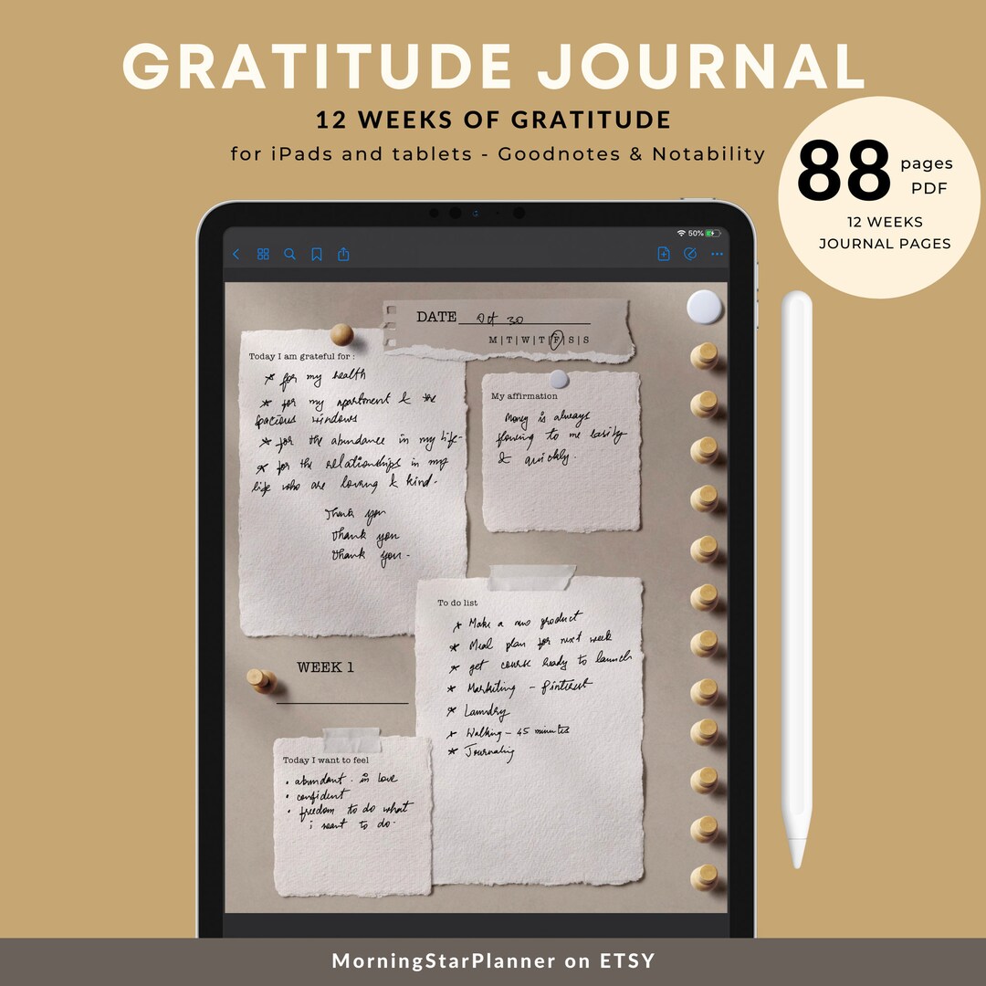 Gratitude Journal, Digital Planner, iPad Planner, Goodnotes Journal ...