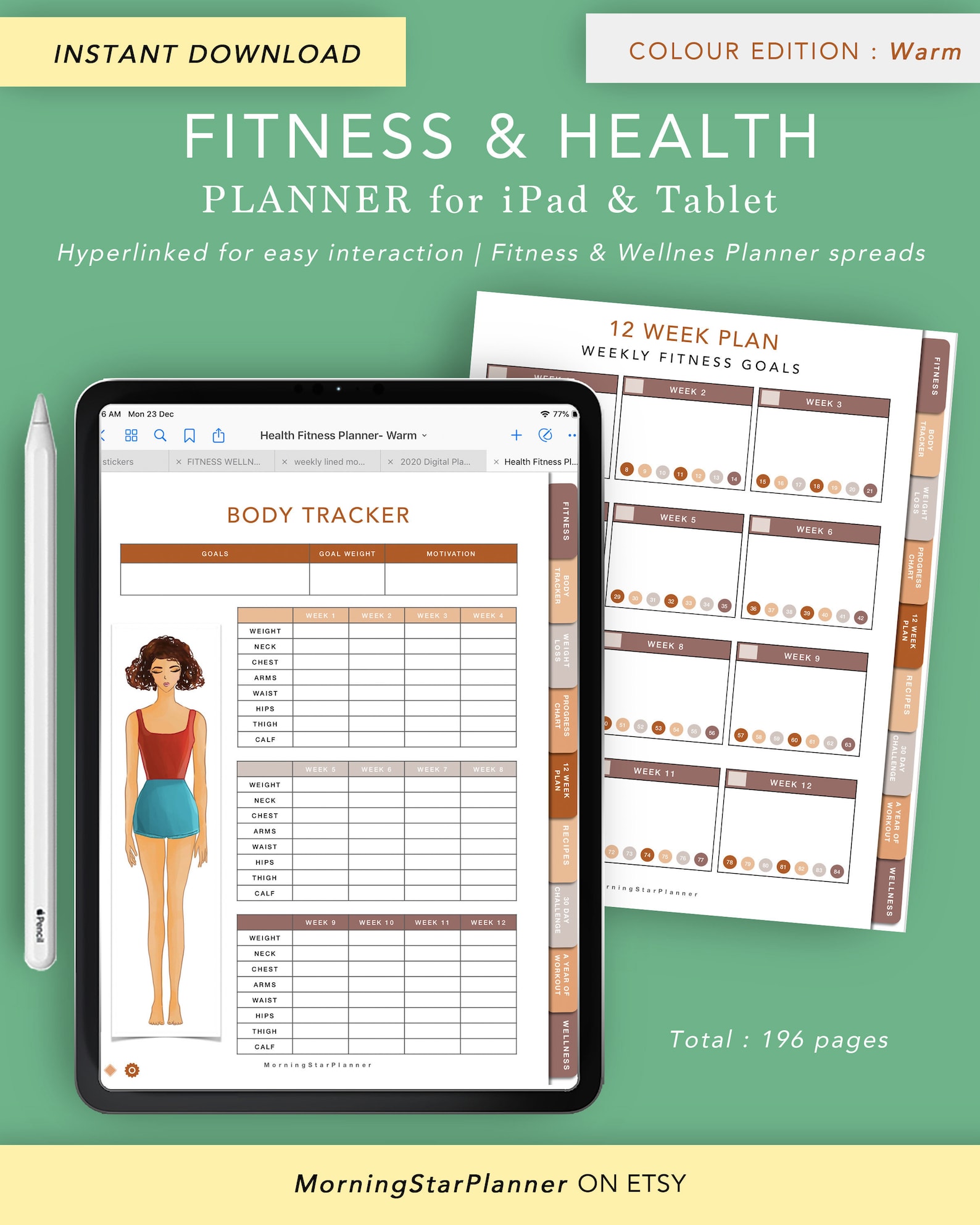 Digital Fitness Planner Health Wellness Planner Weight - Etsy India