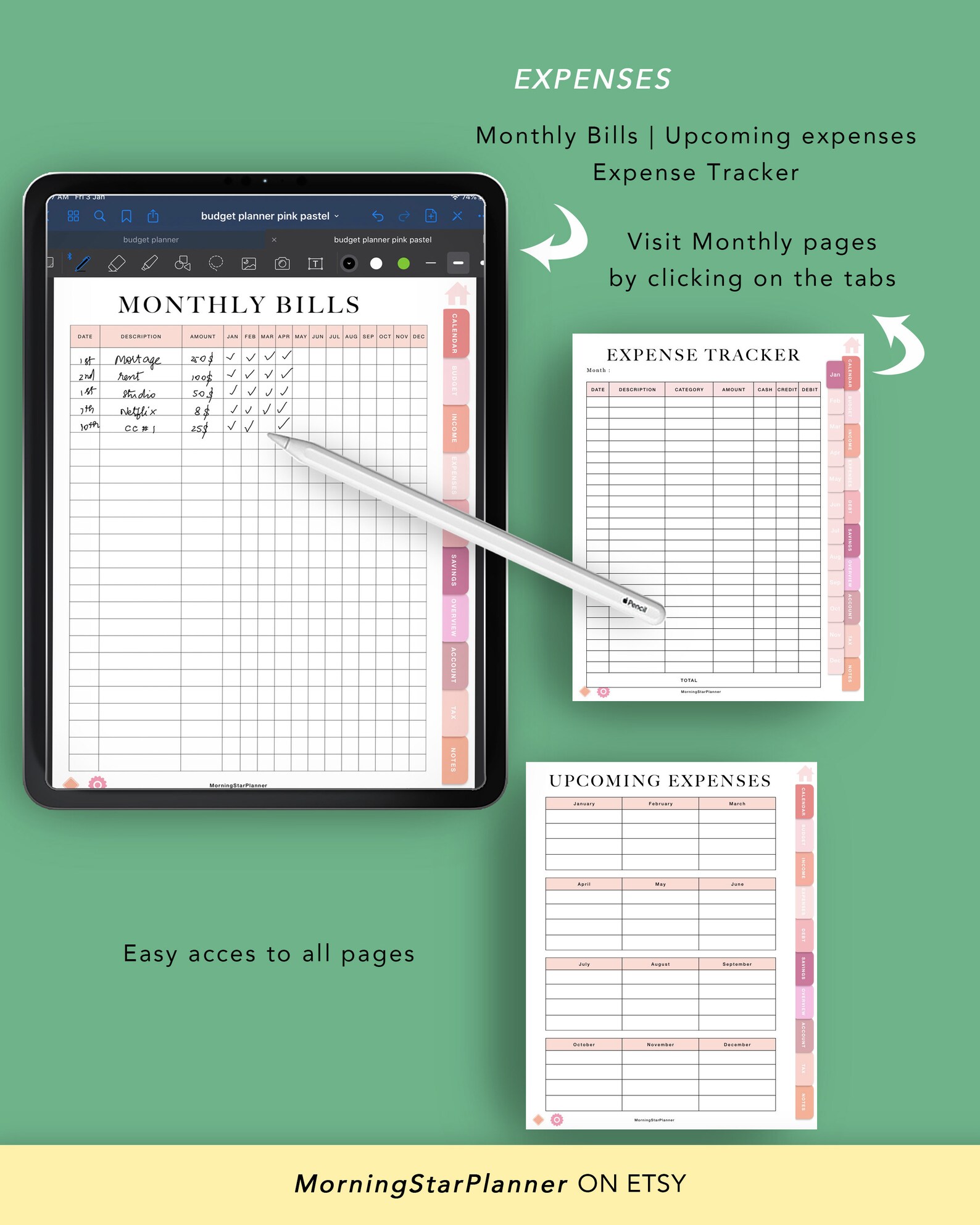 Digital Budget Planner Finance Planner Ipad Tablet | Etsy