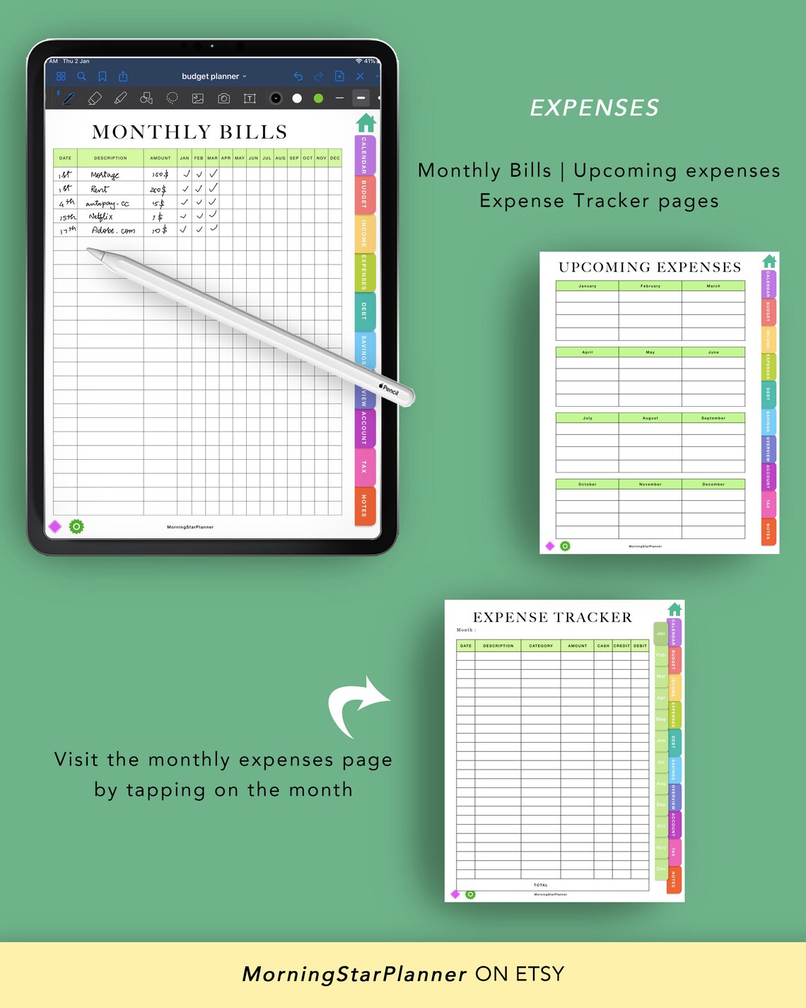 Digital Budget Planner Digital Finance Planner Ipad Planner - Etsy Canada