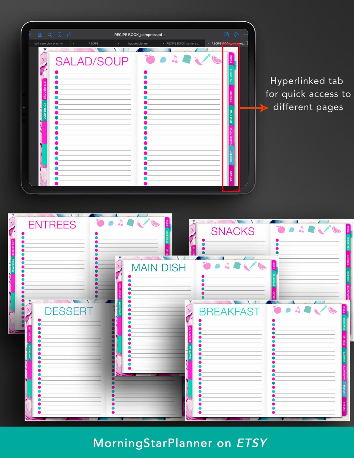 Buy Digital Recipe Book for Ipad & Tablet Hyperlinked Tabs Online in ...