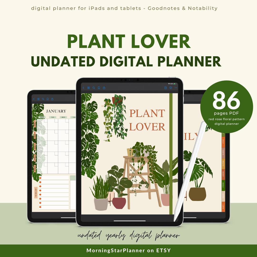 Undated Digital Planner, Plant Lover Planner, Life Planner, Indoor ...