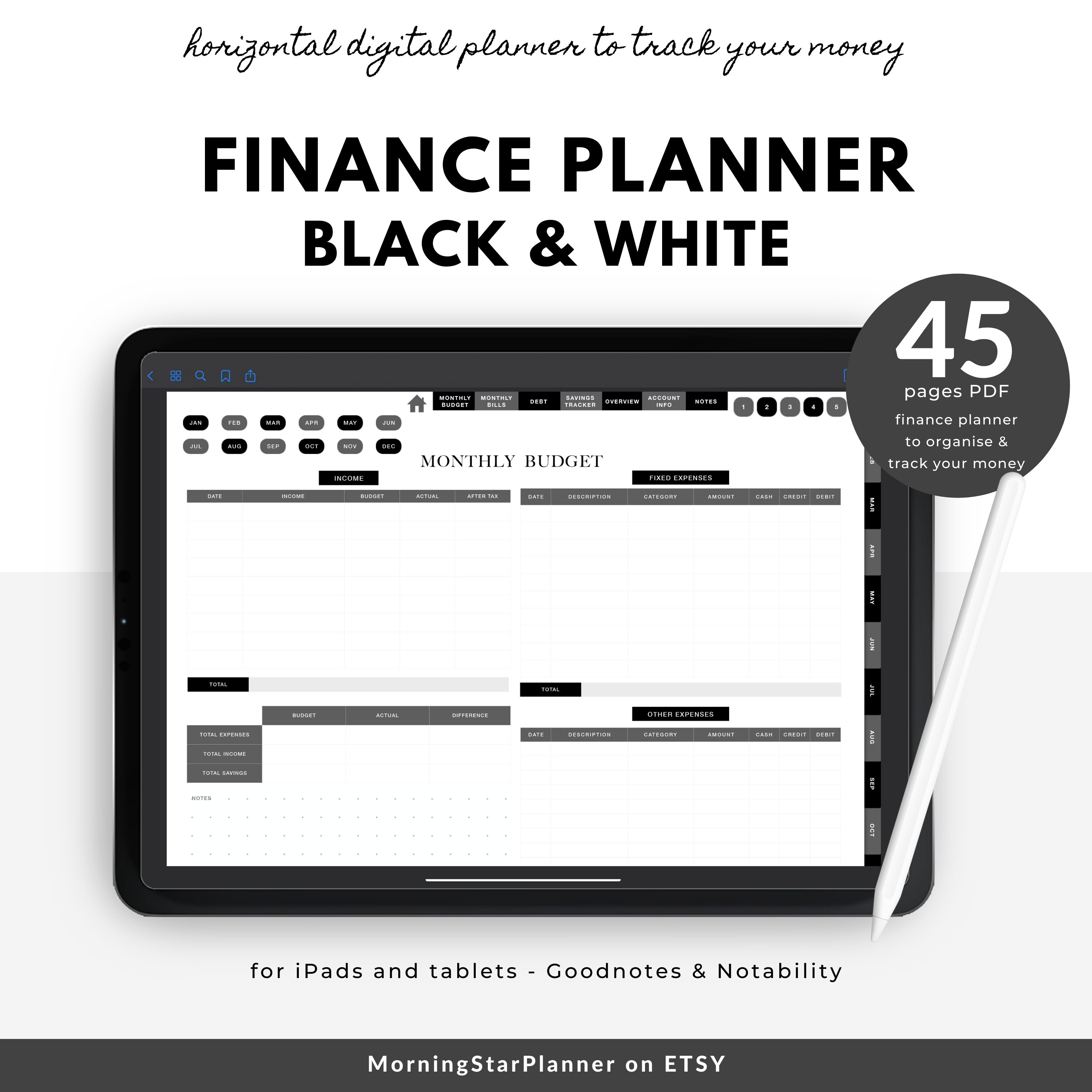 Digital Budget Planner Digital Finance Planner Finance | Etsy