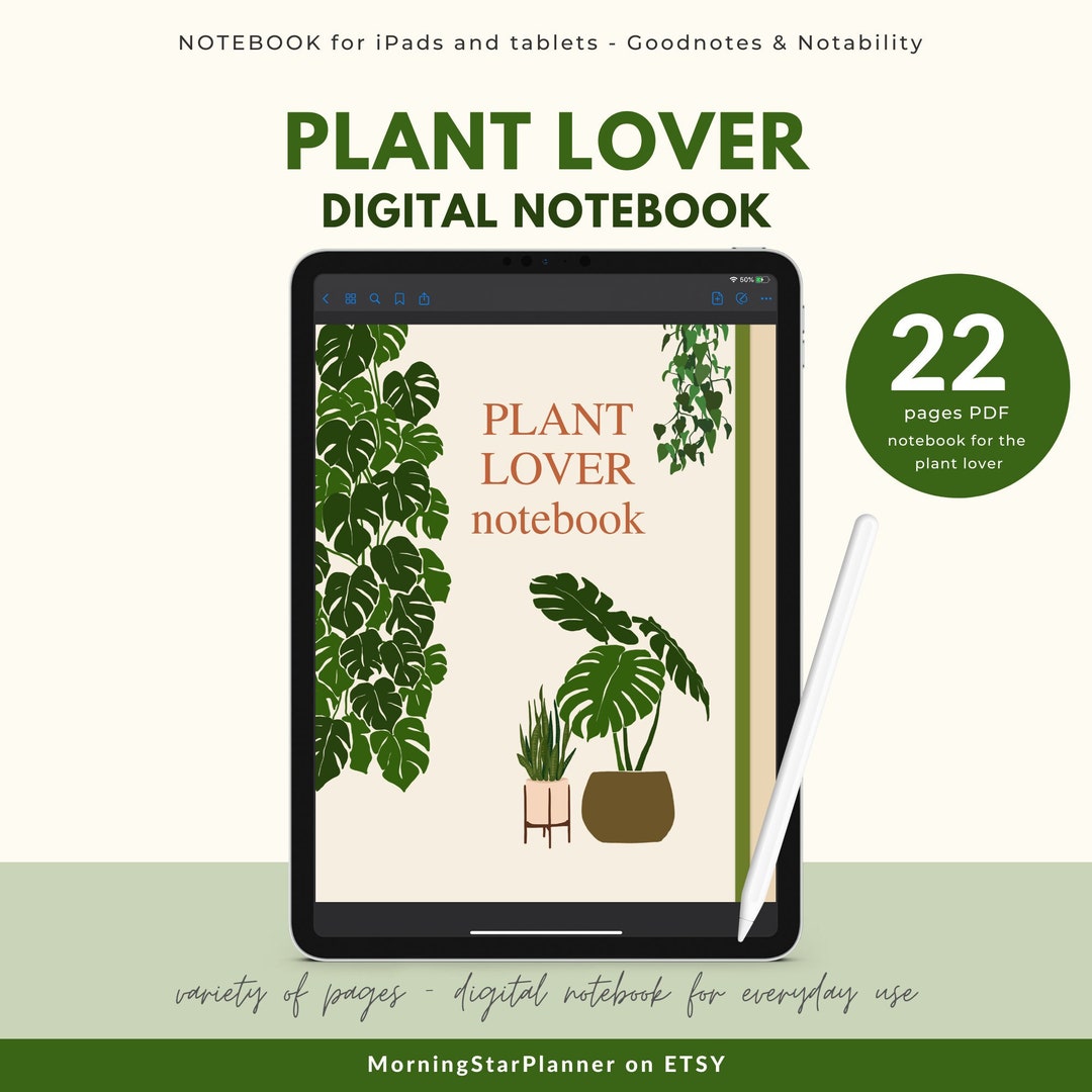 Plant Lover, Digital Notebook, Student Notebook, Goodnotes Journal ...