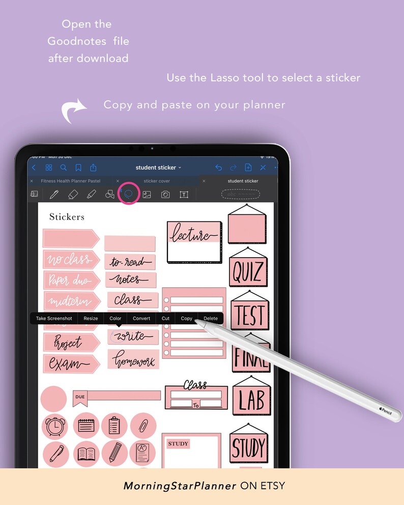 Student Digital Stickers Goodnotes iPad Planner Stickers College ...