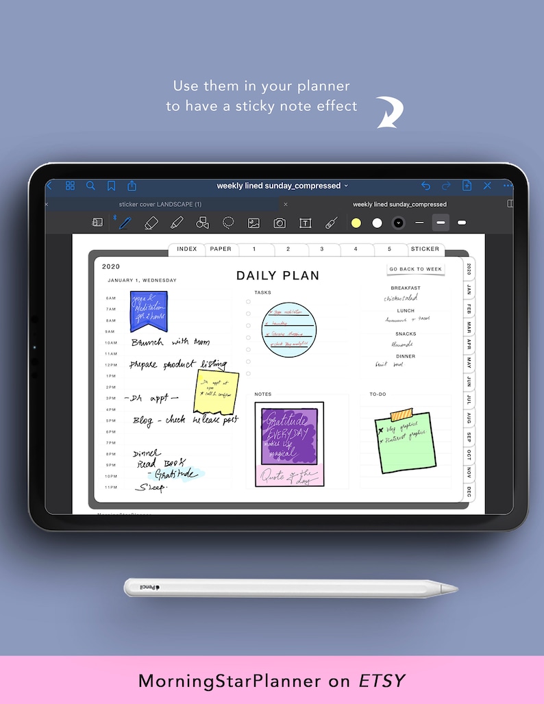 Sticky Notes Bullet Journal Digital Stickers for Ipad & - Etsy