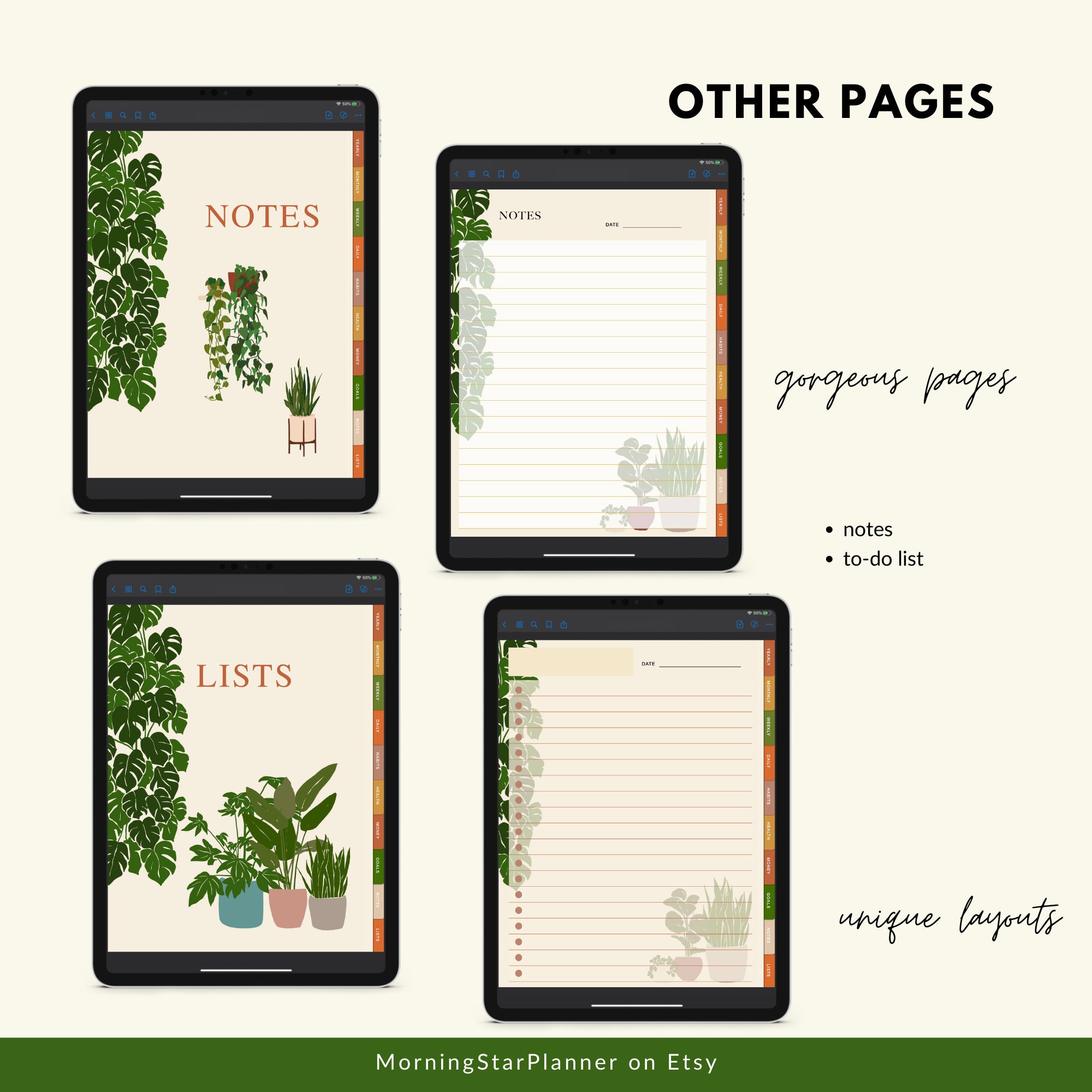 Undated Digital Planner, Plant Lover Planner, Life Planner, Indoor ...